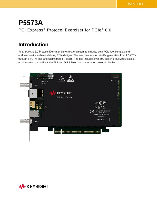 P5573A PCI Express Protocol Exerciser for PCIe 6.0 PDF Asset Page | Keysight